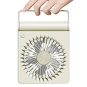 FERRISA Desk Fan, Small But Powerful, Portable Fan Battery Operated, 220° Tilt Folding Ultra Quiet Person Mini Fan, Strong Wind, 3 Speed Adjustable For Home Office Desktop Travel Camping (Beige)