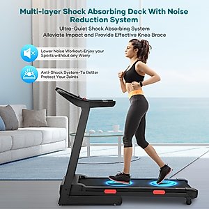 Treadmill with 15% Auto Incline 17.5'' Foldable Treadmill with Bluetooth Speaker Control Treadmill with Incline 5 Pre-Set Training Programs LCD Monitor 8.5 MPH Treadmills for Home Office Gym Use