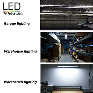 LEDTopTronic (6-Pack) LED Shop Light, 8FT 144W 14500LM 5000K, Daylight White, U Shape, Clear Cover, Hight Output, Linkable Shop Lights, T8 LED Tube Lights, LED Shop Lights for Garage 8 Foot with Plug