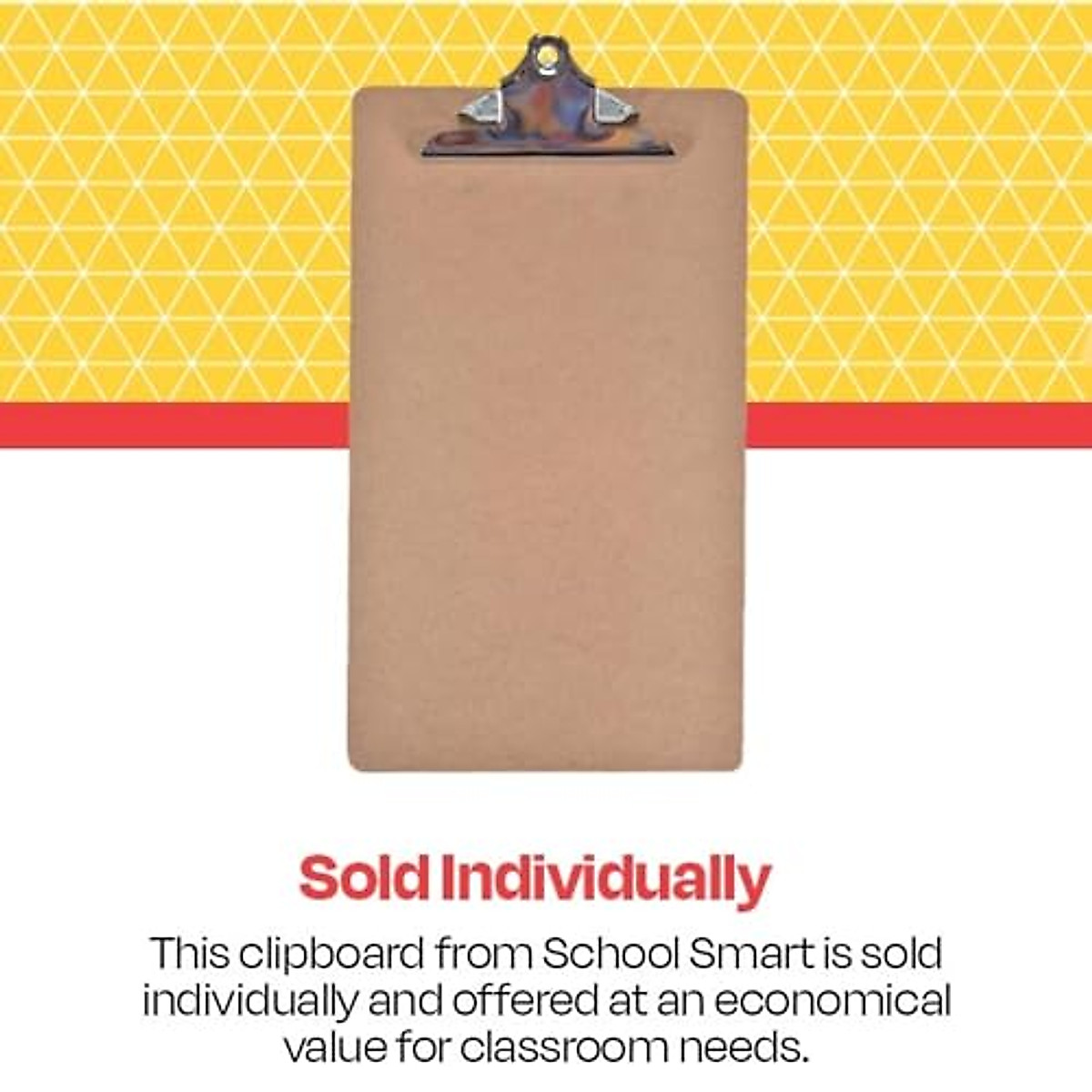 School Smart Legal Clipboard, 9 x 15-1/2 x 1/8 Inches, Hardboard, Brown, Bright Nickel