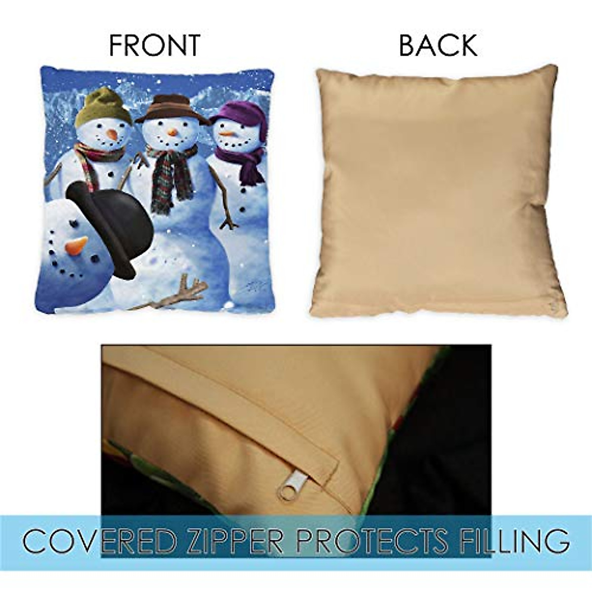 Toland Home Garden Snowman Photobomb 18 x 18 Inch Indoor, Pillow, Case (2-Pack)