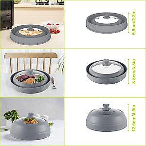 Microwave Splatter Cover for Food， Microwave Splatter Cover with Collapsible Silicone and Glass,10.5 inch Microwave Plate Cover with Anti-scald Silicone Handles,Microwave Cover Lid BPA Free