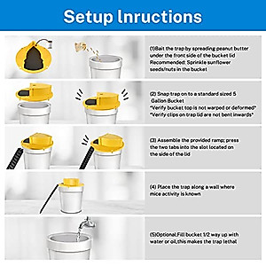 Avivos - Flip N Slide Bucket Lid Mouse Trap |Humane or Lethal| |Trap Door Style| |Multi Catch |Auto Reset| |Indoor Outdoor| |No See Kill| |5 Gallon Bucket Compatible(1 Pack)
