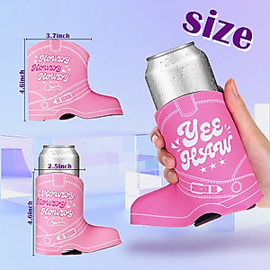 12 Pcs Cowgirl Cowboy Boot Skinny Can Sleeves Cowboy Slim Beverage Sleeves Bachelorette Party Decorations Cowgirl Party Favors Bridal Party Can Coolers Insulated Neoprene Drink Holder (Elegant Style)