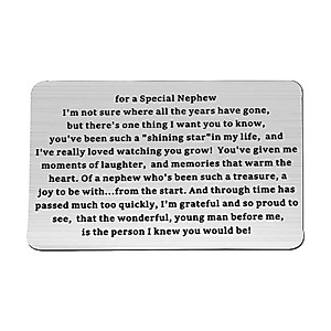 AKTAP Nephew Gift For A Special Nephew Engraved Wallet Insert Graduation Card Inspirational Gift For Nephew From Uncle (Nephew Engraved Wallet)