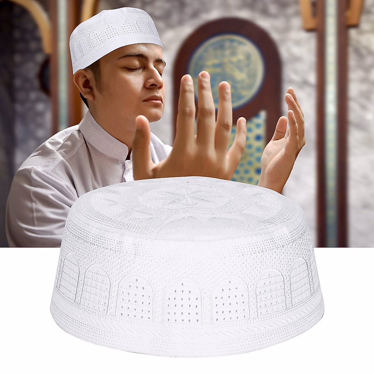 Shanrya Muslim Prayer Hat, Muslim Hat Saudi Arabia Headwear for Daily Wear for Prayer for Men for Women