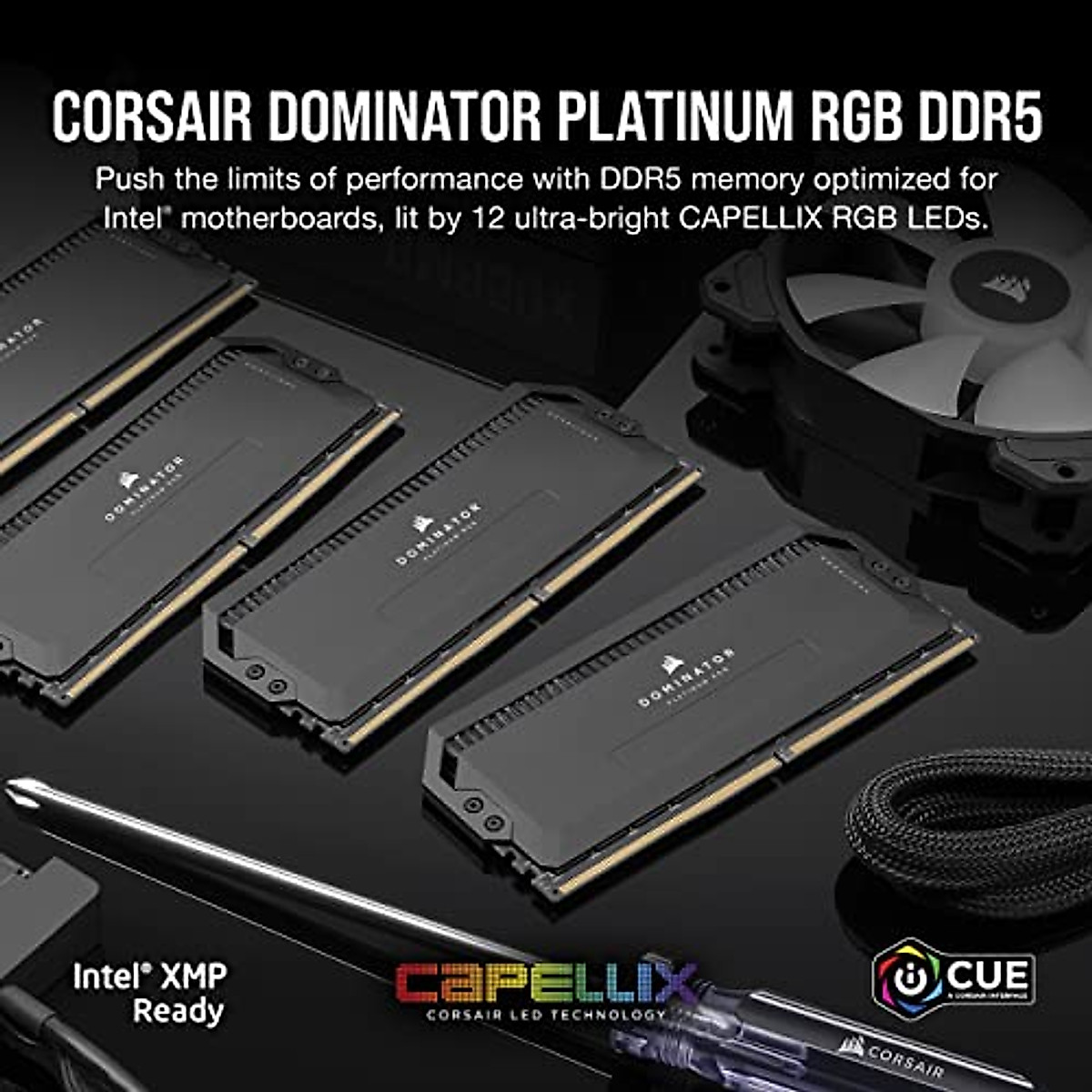 CORSAIR DOMINATOR PLATINUM RGB DDR5 RAM 32GB (2x16GB) 6200MHz CL36 Intel XMP iCUE Compatible Computer Memory - Black (CMT32GX5M2X6200C36)