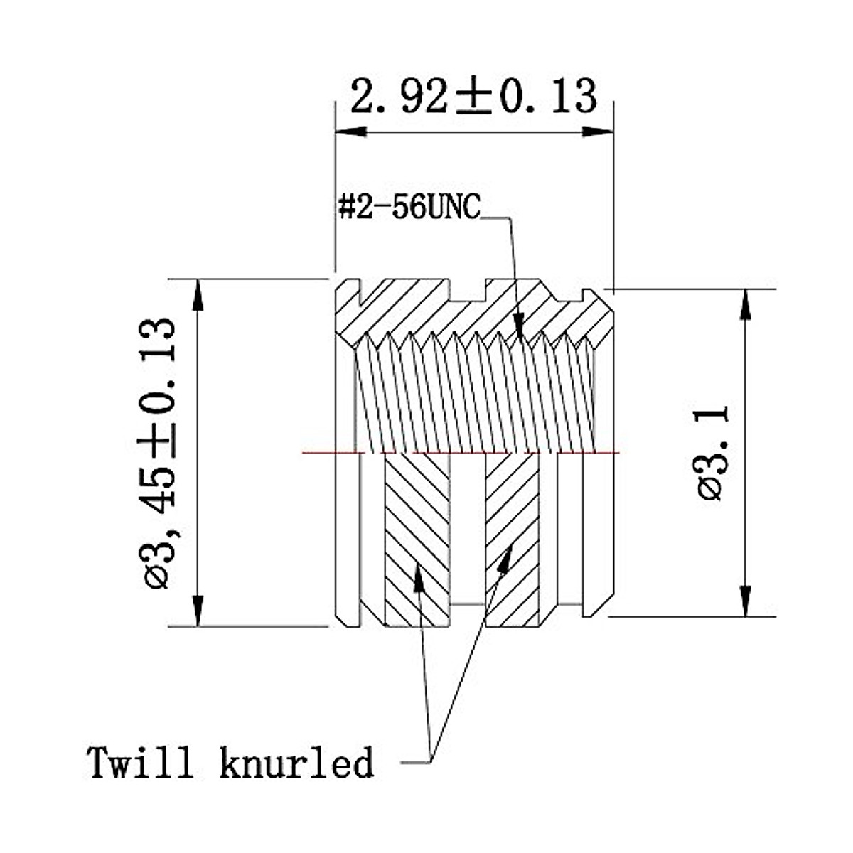 [initeq] #2#2-56 Threaded Heat Set Inserts for 3D Printing (20, Short)