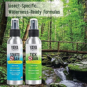 YAYA Organics Tick Ban + Squito Ban Duo Pack | All Natural Tick Repellent and Mosquito Spray Made with Essential Oils, Deet-Free | 2 4oz Spray Bottles