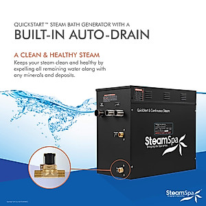 Steam Shower Generator Kit System | Brushed Nickel Shower Head + Self Drain Combo | Enclosure Steamer Sauna Spa Stall Package |Touch Screen Wifi App/Bluetooth Control Panel |12kW Raven |SS-RVB1200BN-A