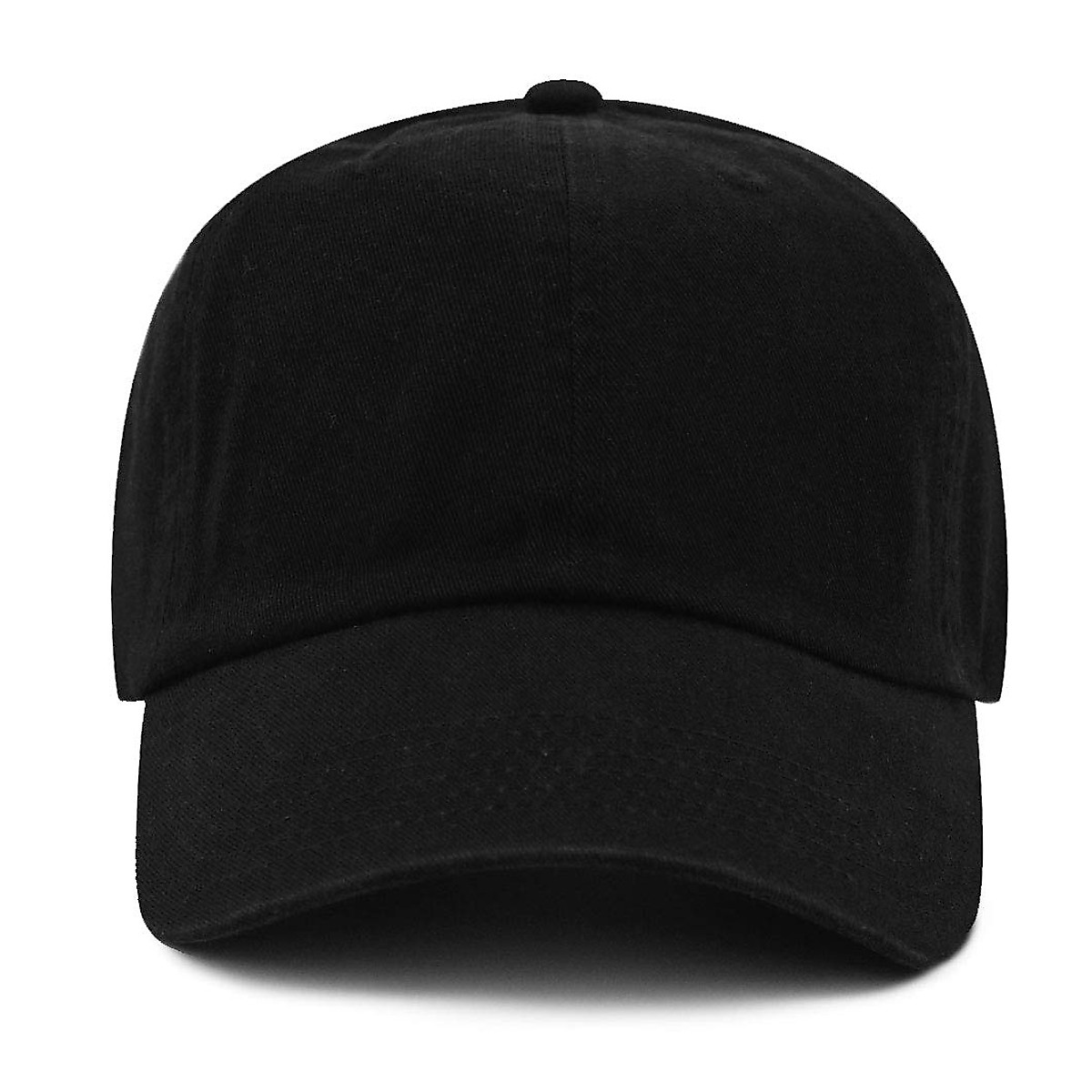 The Hat Depot Women Men Blank Washed Low Profile Cotton and Denim Baseball Cap Hat (Solid Black)