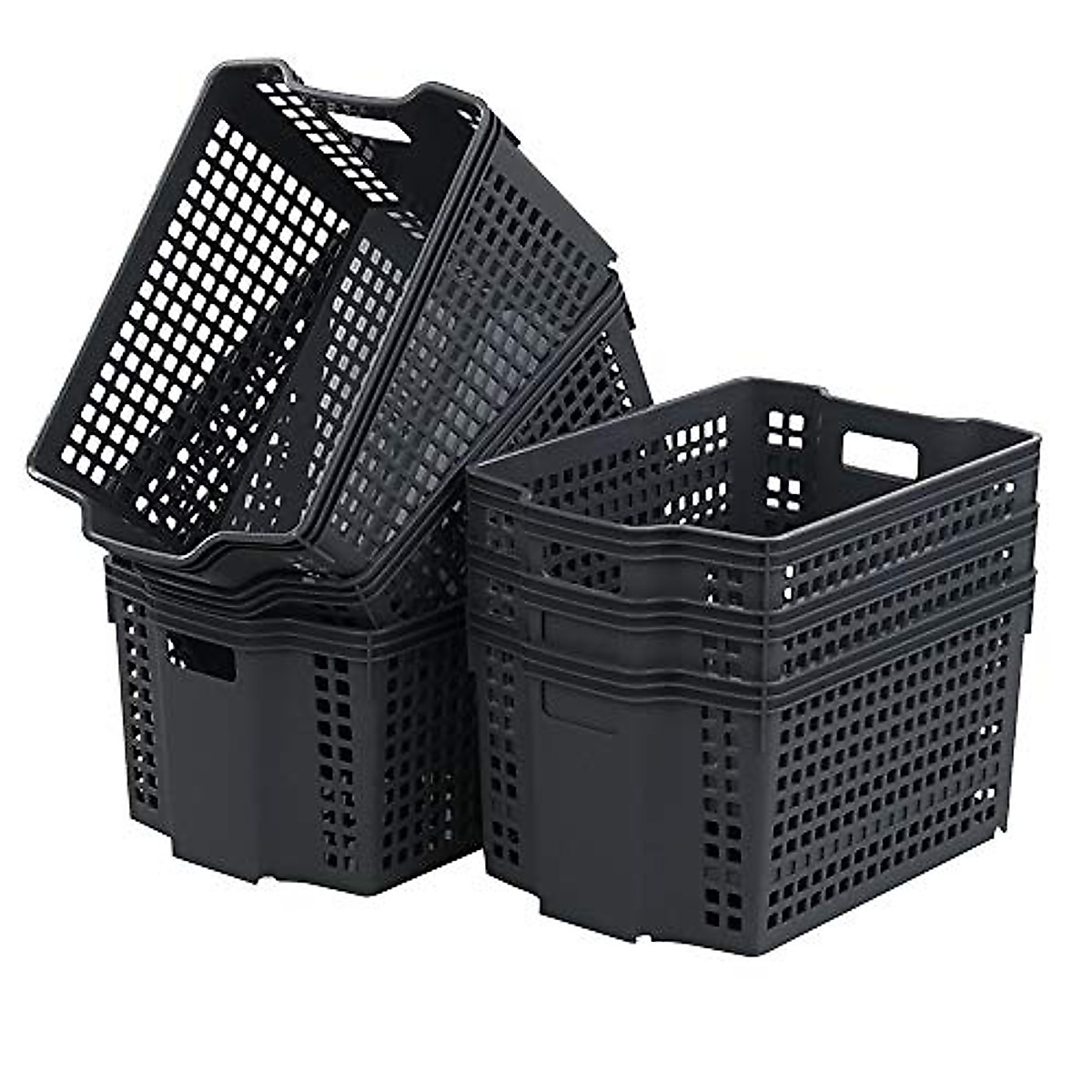 Vababa 6-Pack Gray Plastic Stackable Storage Baskets/Storage Bins