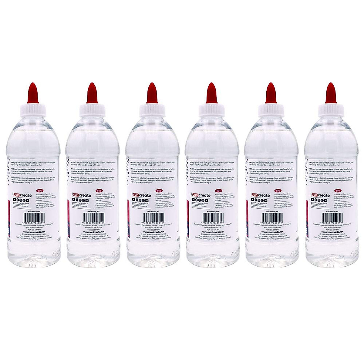 Mont Marte Signature Clear PVA Craft Glue 17.63oz (500g) 6 Pack, Suitable for Paper, Card and Fabric