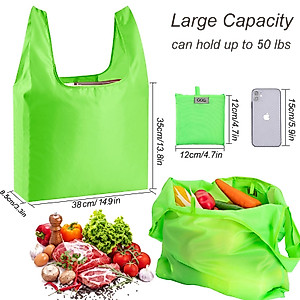 CiCiGo Large Reusable Bags Shopping Washable Foldable 6 Pack Grocery Bags Heavy Duty Lightweight Folding Gift Tote Bags Durable Polyester Color