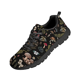Coloranimal Cottagecore Trippy Mushroom Shoes for Women Vintage Butterfly Daisy Flower Print Slip On Walking Sneakers Comfort Casual Tennis Sports Athletic Running Shoes
