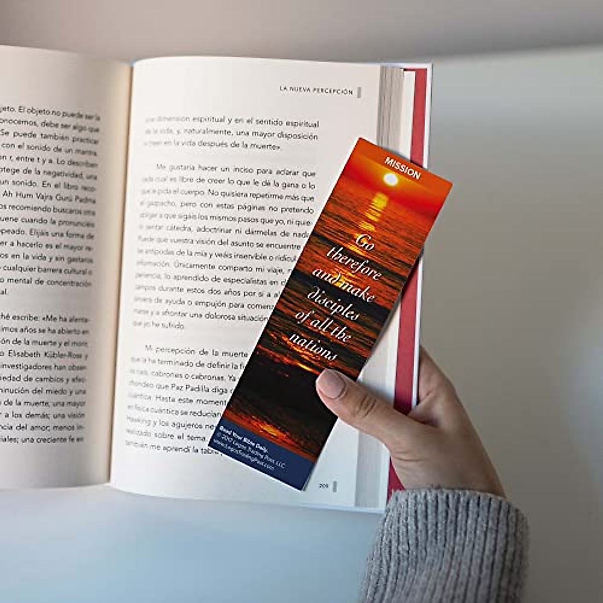 Christian Bookmark with Bible Verse, Pack of 25, Mission Themed, Go Therefore and Make Disciples of All the Nations, Matthew 28:19-20