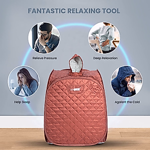 VIVOHOME Portable Personal Steam Sauna Spa with 1.8L 800 Watt Steam Generator, Foldable Chair, Home Sauna Spa Tent for Detox Relaxation, Brown