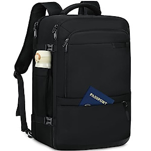 NUBILY Travel Backpack for Men Women 40L Carry on Backpack Airline Approved 17 Inch Laptop Backpack Waterproof Large Backpack Luggage Daypack Business College Weekender Overnight Backpack, Black