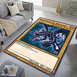 SHOUSE Anime Black Dragon Red Eyes Area Rectangle Rugs Living Room Carpet Floor Decor (96 * 60 inches)