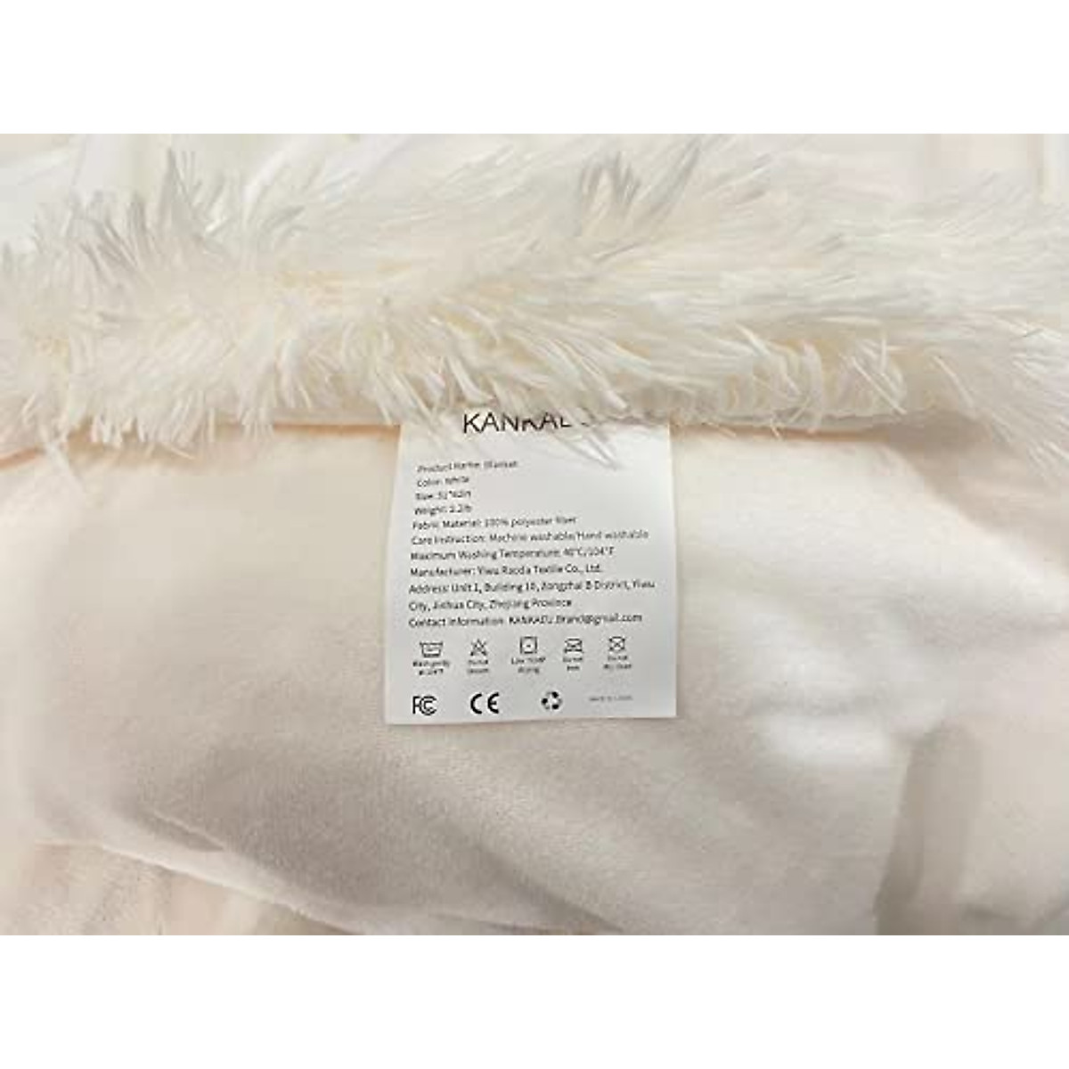 Super Soft Faux Fur Throw Blanket, Reversible Lightweight Fluffy Blanket, Long Hair Plush Shaggy Throw Blanket for Couch, Sofa, Chair, 51x62 inches, Cream White