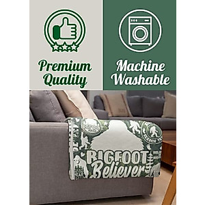 InnoBeta Bigfoot Gifts for Men Women, Sasquatch Gifts, Flannel Blanket for Sasquatch Lovers, Funny Idea for Bigfoot Lover, 50" x 65", Green Forest