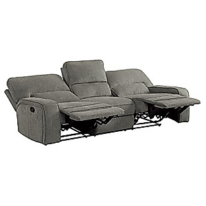 Lexicon Atherton Chenille Fabric Double Manual Reclining Sofa, 98.5" W, Mocha