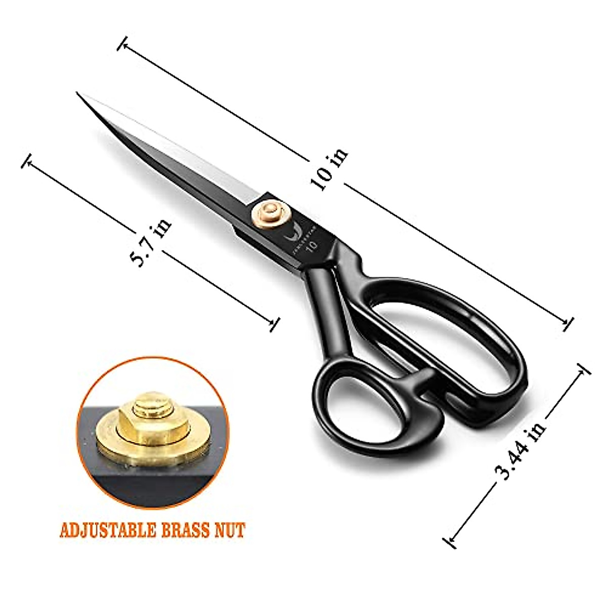 Fabric Scissors 10 Inch Sewing Dressmaking Scissors Professional Razor Sharp for Tailoring Leather Raw Materials - Japan High Carbon Steel Tailor Shears(Right-Handed)