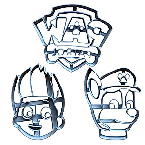 Paw Cookie Cutter, Cookies and Fondant Cutter Inspired by Patrol, Set of 3 Cookie Cutters, Chase, Ryder, Badge