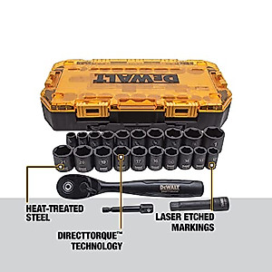 DEWALT Impact Socket Set, 23 Piece Set, 3/8" Drive Metric/SAE (DWMT74738)