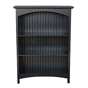 eHemco 3 Tier Bookcase with 2 Arched Supports, 40 Inches, Black
