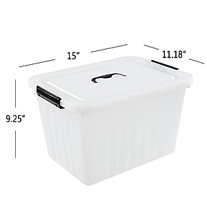 Rinboat 18 Quart Plastic Storage Bins with Lid, Clear Plastic Storage Tote, 4-Pack