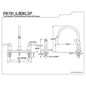 Kingston Brass FB795DKLSP Kaiser 8" Centerset Kitchen Faucet, Oil Rubbed Bronze