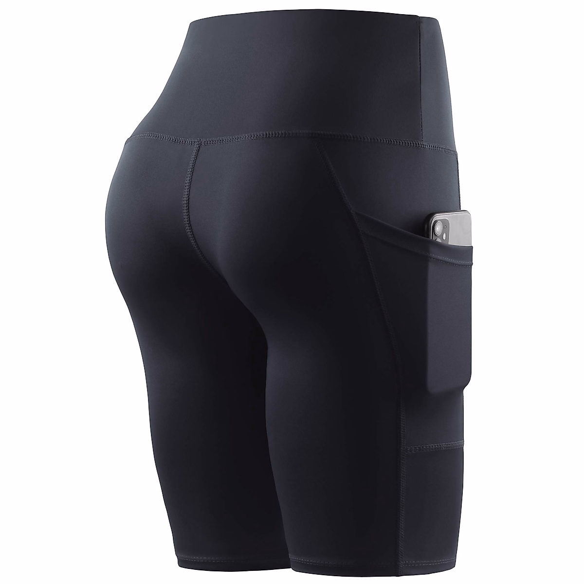 CADMUS 3 Pack High Waisted Shorts for Women 8" Workout Biker Shorts w Two Side Pockets,3044,Pack of 3,Black,Black,Black,XX-Large