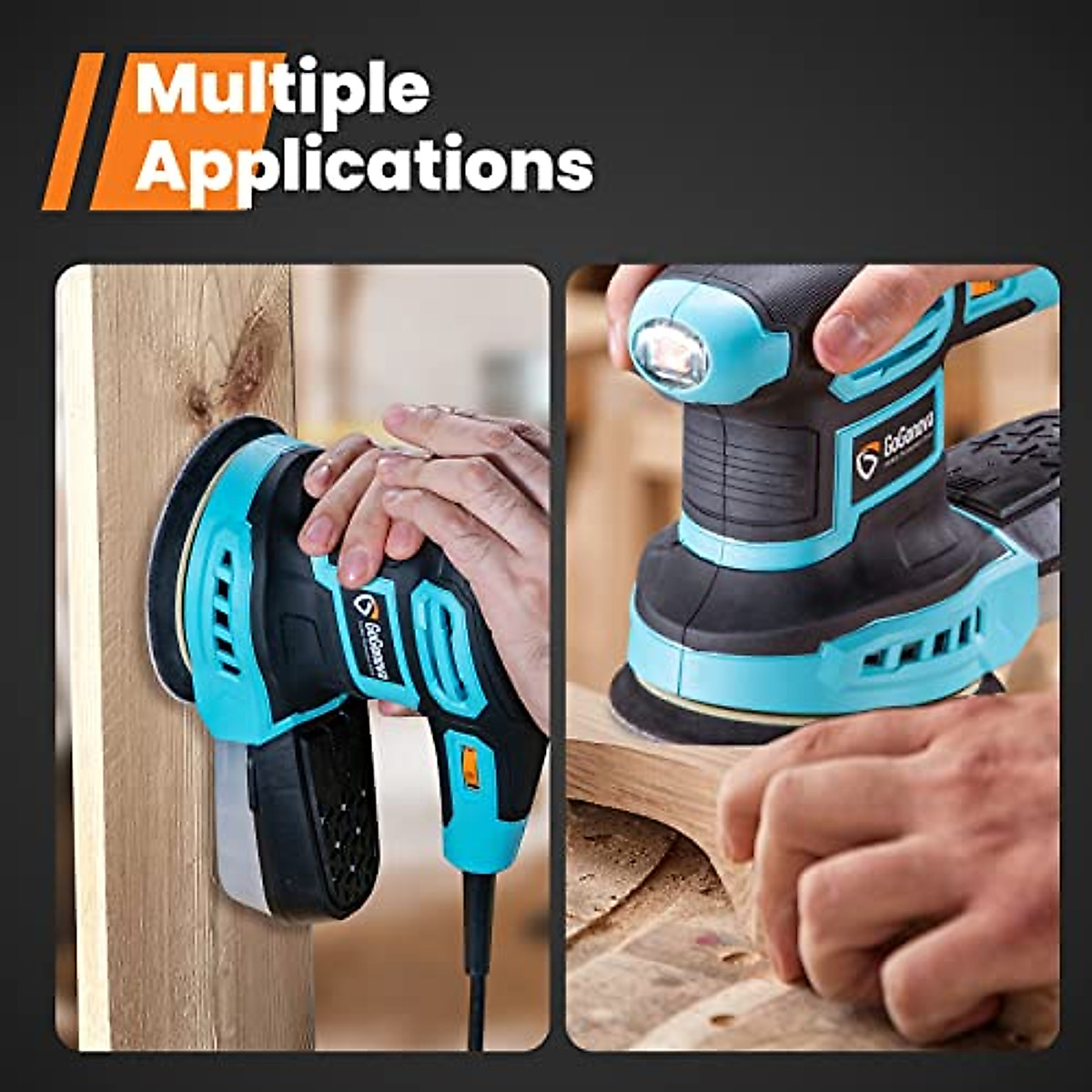 GoGonova 3.0A (360W) Orbit Sander, 6 Speeds Random Orbital Sander, 5” Electric Sander Kit with 15pcs Sandpapers, Dust Collector and Vacuum Adapter, Ideal Power Sander for Woodworking