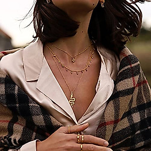 Sora Tuki Gold Snake Necklace Silver Snake Pendant Necklace Layered Snake Necklace for Women Serpent Gold Necklaces for Women Trendy Necklace Dainty Snake Jewelry