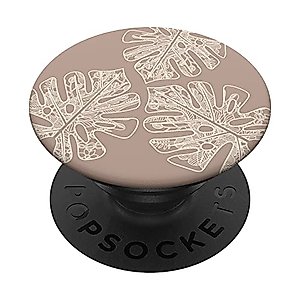 Tropical Monstera Leaves Boho Beige Neutral Floral Pattern PopSockets Swappable PopGrip
