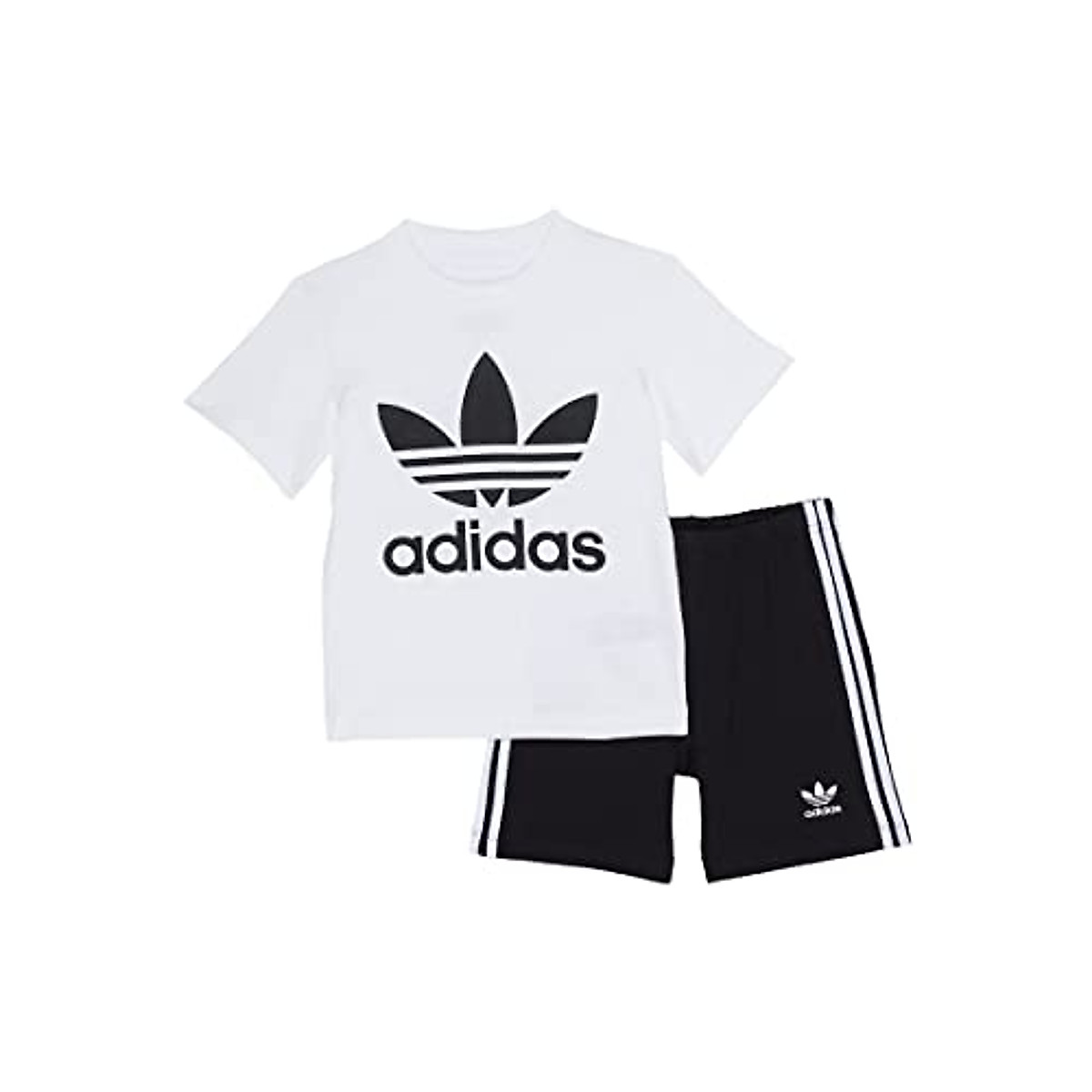 adidas Originals unisex-baby Trefoil Shorts Tee Set White/Black 4T