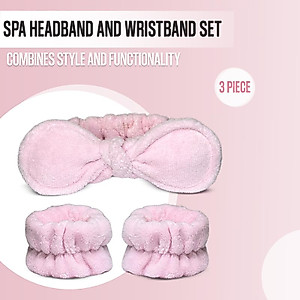 Gnarley Charley Blush Spa Headband and Wristband Set - Women's Hair Accessory for Securing Hair - Universal Stretch Fit Design - Wide Application & Easy Maintenance