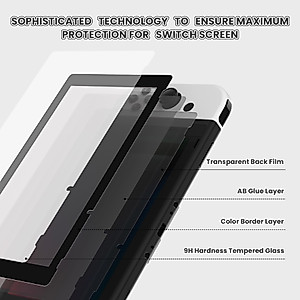 eXtremeRate 2 Pack Black Border Transparent HD Clear Saver Protector Film, Tempered Glass Screen Protector for Nintendo Switch [Anti-Scratch, Anti-Fingerprint, Shatterproof, Bubble-Free]