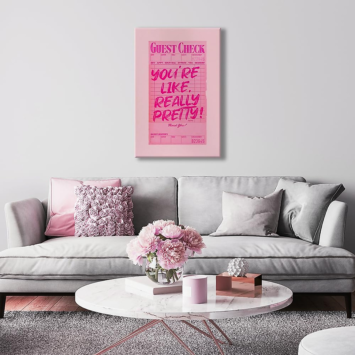 Miontszia Preppy Pink Funky Canvas Wall Art, Trendy Inspirational Quotes Aesthetic Decor Poster,you're Like Really Pretty Picture Decor,for Girls Bedroom Dorm bathroom Picture 12x16in Unframed