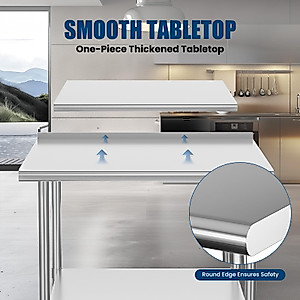 Chingoo Stainless Steel Table 24 x 30 Inches Metal Prep Table with Backsplash & Adjustable Undershelf, Stainless Table for Commercial Kitchen, Outdoor, Restaurant, Hotel & Garage