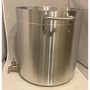24 qt Aluminum Stock Pot with Spigot Spout: Heavy-Duty 6 Gallons Kettle with Faucet Drain Valve Tap to Pour