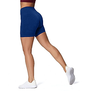 Aoxjox Vital Seamless Biker Shorts for Women High Waist Workout Shorts Booty Running Yoga Shorts 5" (Vital New Navy, Medium)