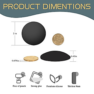 JEGONFRI Door Stoppers Wall Protector from Furniture, 10pcs 2" Strong Adhesive Round Door Knob Wall Protector, Silicone Thickened Door Bumpers for Walls (Black, Round)