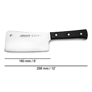 Arcos Cleaver Knife 6 Inch Nitrum Stainless Steel and 160 mm blade. 477 gr. Professional Knife for Boning. Ergonomic Polyoxymethylene POM Handle. Series Universal. Color Black