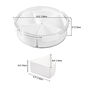 Shopwithgreen Divided Serving Tray with Lid, Removable Divided Platter Food Storage Containers with 4 Compartment for Christmas Party, Veggies, Snack, Fruit, Nuts, Candy, Cracker, Chip