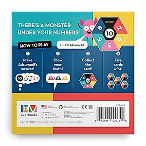 Evermade Adsumudi Math Game - The Monstrously Fun, Smart Game for Kids to Practice Multiplication, Division, Addition and Subtraction - Great for Kids Ages 8-12