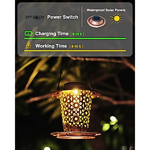 Bird Feeders for Outdoors Hanging Solar Bird Feeder Garden Lantern for Outside Patio Decoration Gift for Wild Bird Lovers Metal Easy to Clean and Fill