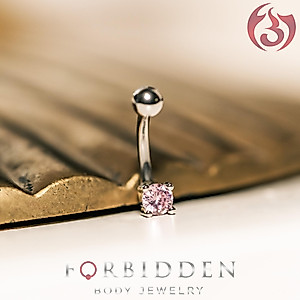 Forbidden Body Jewelry 16g 8mm Surgical Steel Curved Barbell w/Solitaire CZ for Daith, Eyebrow & Rook Piercings (Clear)