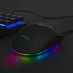 Gaming Mouse Wired, 6 Programmable Buttons, 7 Mode RGB Backlit, 200-7200 DPI Adjustable, High-Performance Gaming Mouse PC Laptop Mac Computer Gaming Mice, Black